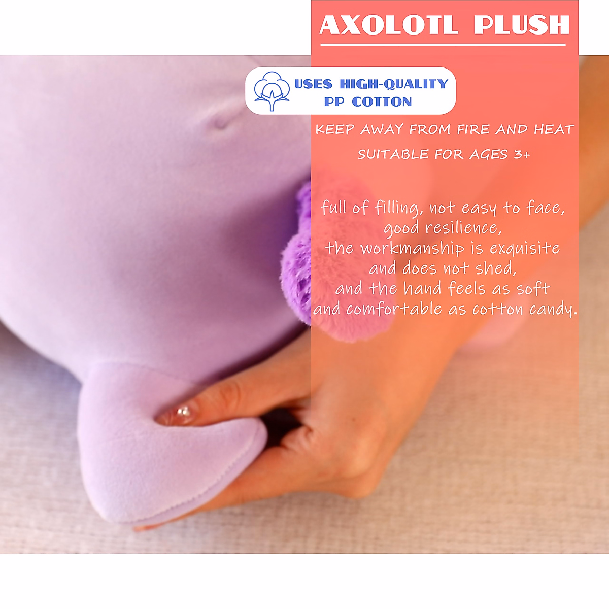 Tiralia Cute Axolotl Plush, Axolotl Stuffed Animals Salamander Plush Pillow Kawaii Soft Plushies Toy Axolotl Doll Gifts for Girls Kids Decor (13in, Black)