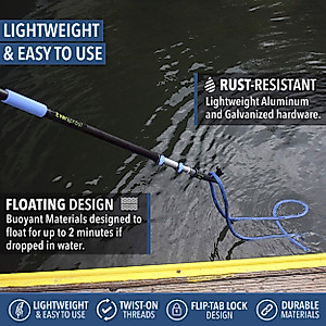 EVERSPROUT 5-to-12 Foot Telescoping Boat Hook | Floats, Scratch-Resistant, Sturdy Design | Durable & Lightweight, 3-Stage Anodized Aluminum Pole | Threaded End for Boat Accessories (12 Feet)