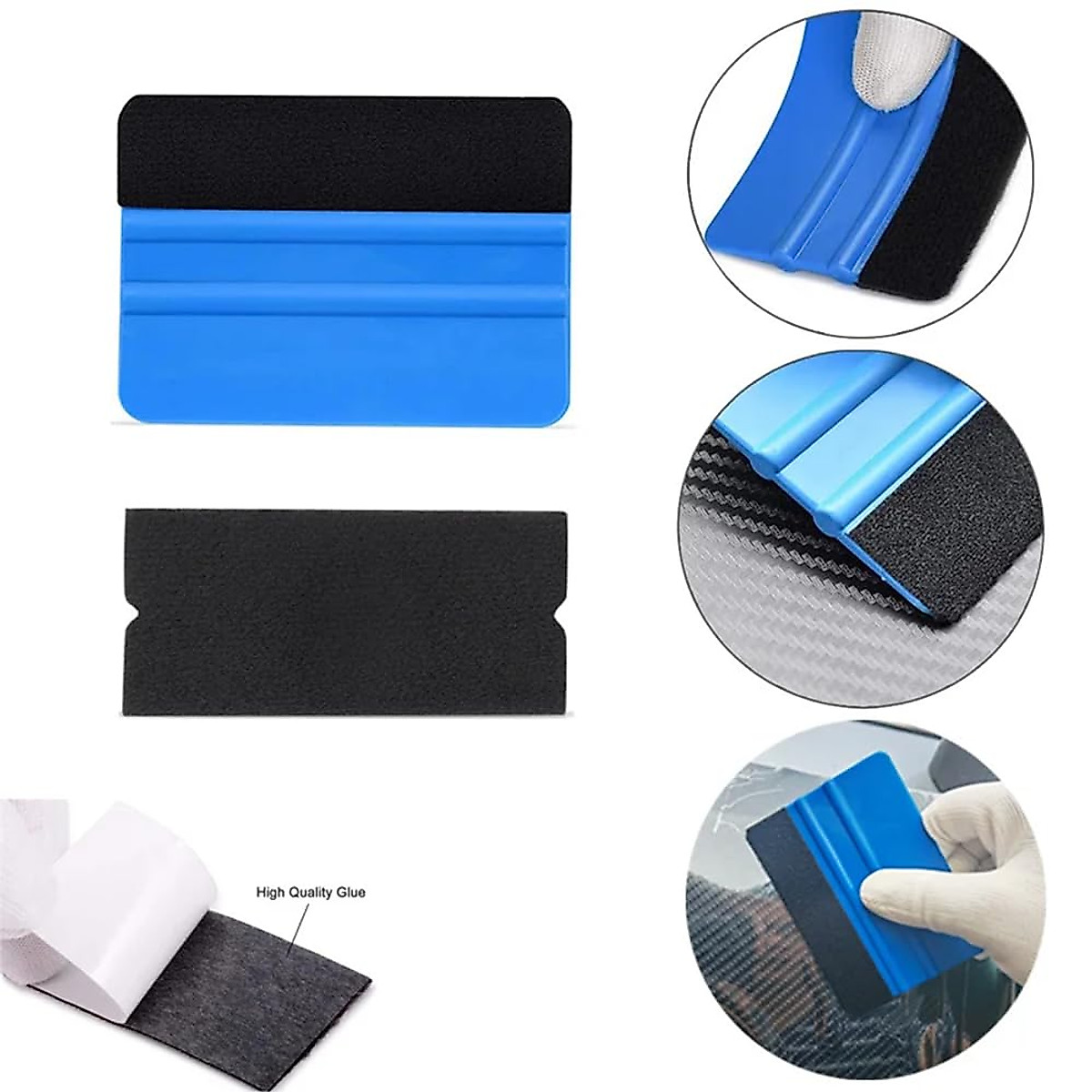 LZLRUN 10 PCS Automotive Vinyl Film Tool Kit, Window Film Installation Tools Wrap Squeegee Wallpaper Smoothing Tool Felt Squeegee Hard Scraper Vinyl Trimming Tool for Car Wrapping Installation