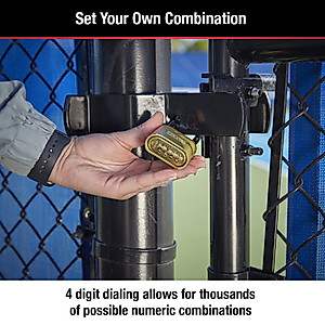 Master Lock Combination Lock, Indoor and Outdoor Padlock, Set Your Own Combination Lock, Extended 2-1/4 in. Lock Shackle with Brass Finish, 175DLH