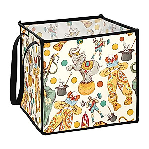 Vintage Circus Clown Storage Bin Collapsible Toy Storage Basket Cube Laundry Basket Waterproof Nursery Hamper with Handles for Toys Nursery Kids Home Laundry Bathroom Office Decor