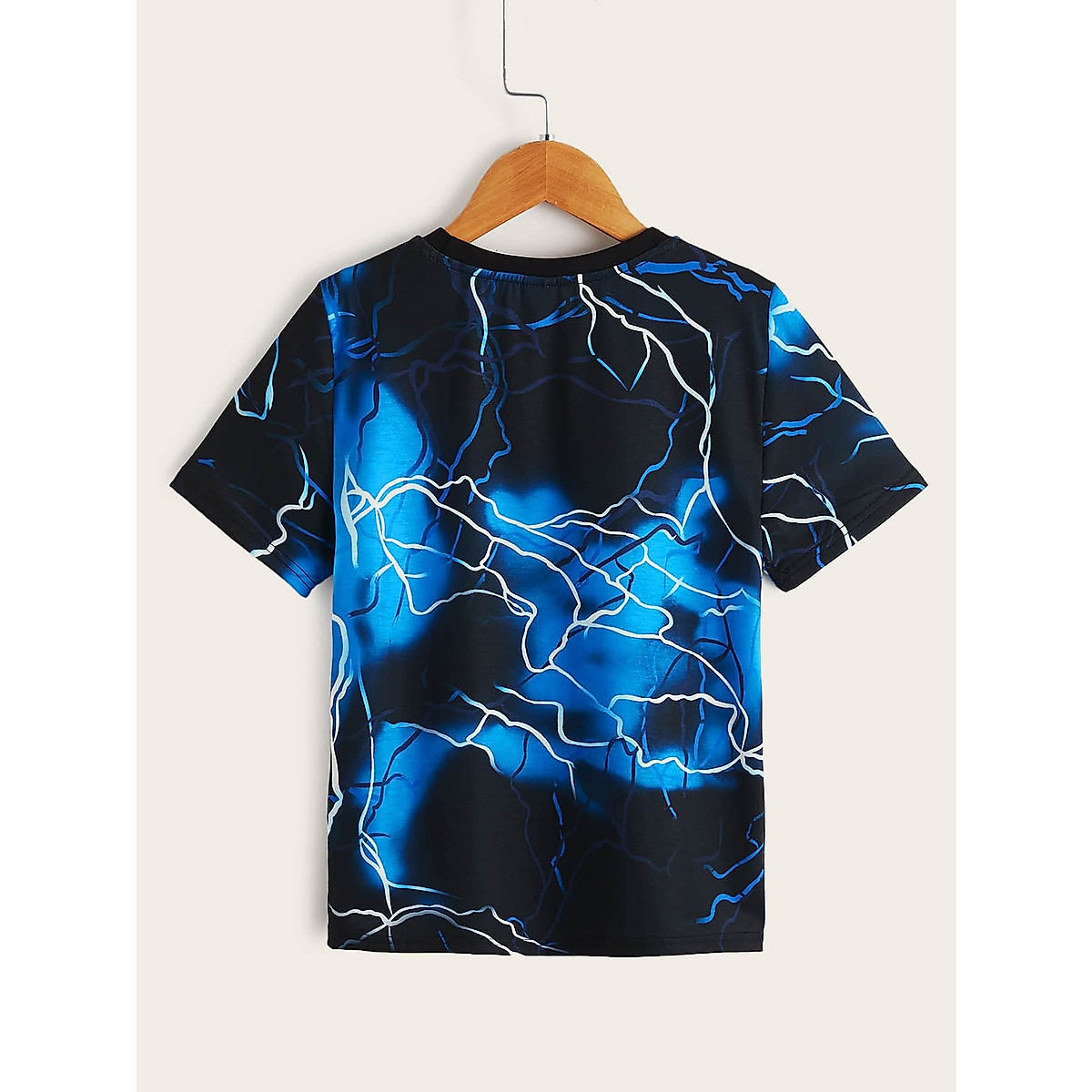 Floerns Boys Graphic Print Short Sleeve Tee Crew Neck Reflective Casual T Shirt Black and Blue 10Y