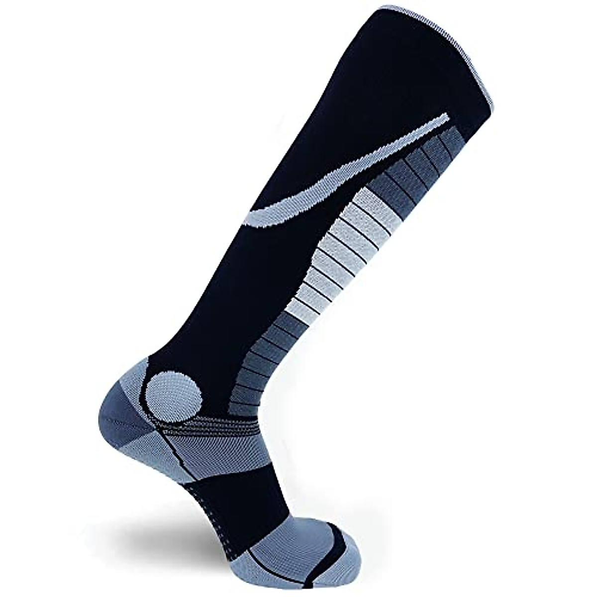 Pure Athlete Lifting Socks- Weightlifting Shin Guards, Deadlift Protector Compression Sock for Cross Training & Weightlift (Black/Grey, Large)