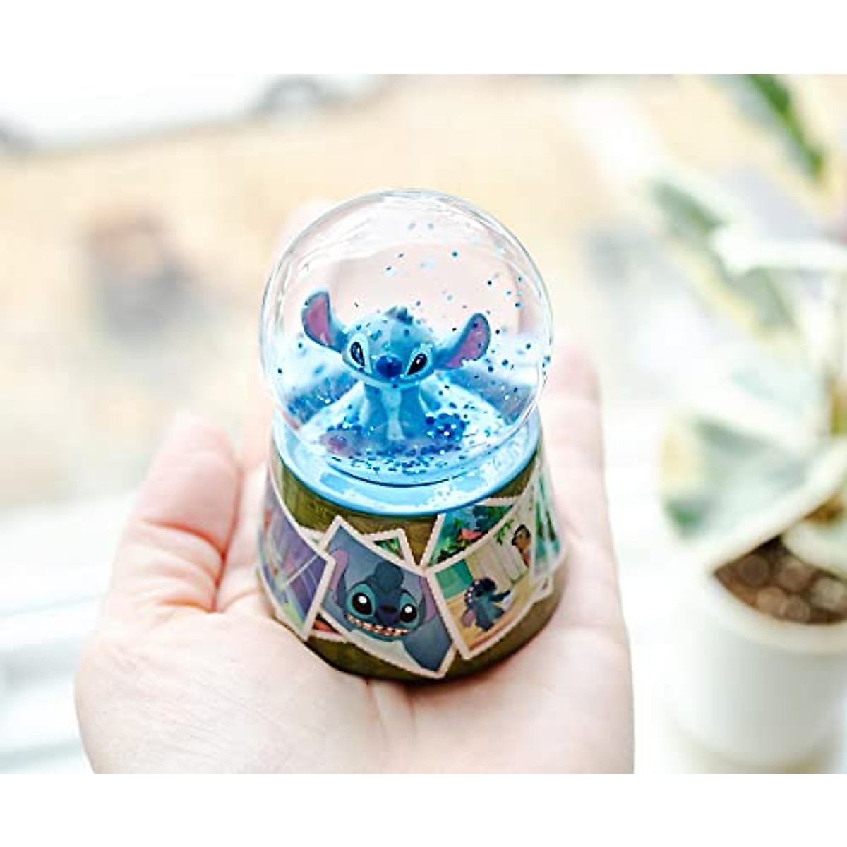 Disney Lilo & Stitch Vintage Photos Mini Light-Up Snow Globe with Swirling Glitter | 3 Inches Tall