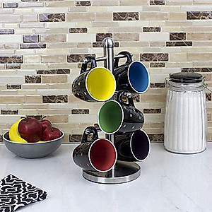 Stainless Steel Mug Drying Storage Rack Holder Mug Hooks,Multi-Functional Cup Dispaly Stand Tree Shape Coffee Cups Stand with 6 Hooks for Kitchen Home Decor