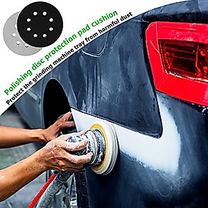 BESULEN 2 Pcs Hook and Loop Soft Sponge Cushion Buffing Backing Pads, 5 Inch 8 Hole Thick Soft Density Interface Buffer Mat, Foam Pad for Orbital Sander & Polishers, Universal Auto Accessories