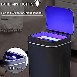 Smart Trash Can,Touchless Bathroom Trash Can with Lid,4.23 Gallon Motion Sensor Kitchen Garbage Can 16L Plastic Slim Trash Bin for Office,Living Room,Bedroom(No Battery) (16L, Blue)