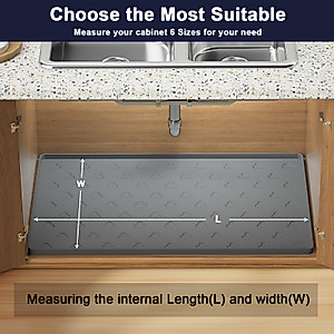 Under Sink Mat - Waterproof Kitchen Cabinet Tray - 34" x 22" Flexible Silicone Under Sink Liner with Drain Hole - Kitchen Bathroom Cabinet Mat and Protector for Drips Leaks Spills