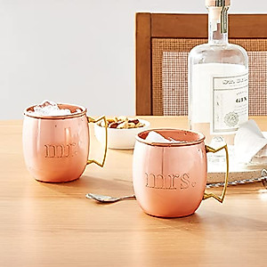 ODI Moscow Mule Kit with Mr. and Mrs. Moscow Mule Copper Mugs, Moscow Mule Cups 16 Ounces Solid Copper