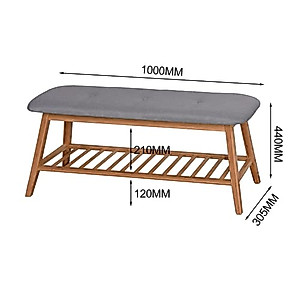 Aybihous3 Living Room Bamboo Bench Entryway Shoe Rack 39.3 x 12 x 17.3 inch