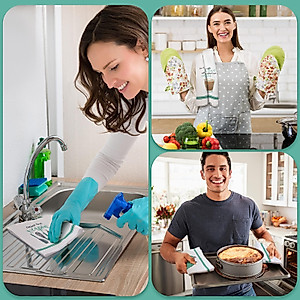 Bencailor 6 Pcs Kitchen Towels Absorbent Dish Towels Decorative Tea Towels Fast Drying Dish Cloths Hanging Reusable Cleaning Dishcloths for Cooking Baking Housewarming (Teal,Baking)