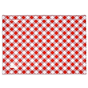 10 Disposable Red & White Gingham Serving Trays Large 10.75" X 15.75" Heavy Duty Rectangle Paper Cardboard BBQ Tray for Dessert Platter Cupcake Display Birthday Party Tableware Supplies