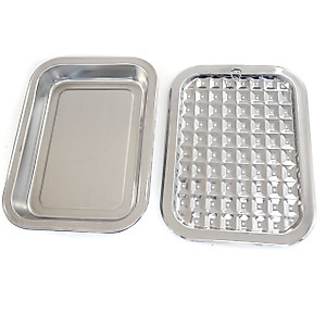 Norpro 274 Stainless Steel Broil/Roast Pan Set, 17 inch, Silver