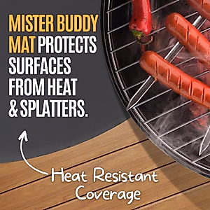 Mister Buddy Mat, 48” Round Rubber BBQ Grill Mat - Under Outdoor Grill Pad to Protect Deck, Patio, and Floors