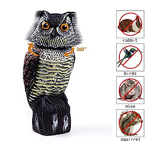 Hedoc Fake Owl Decoys to Scare Birds Away, Rotating Head Sculptures, Nature Enemy Scarecrow Plastic Statues, Pest Repellent, Bird Control and Pigeon Deterrent Outdoor Yard, Garden Protectors