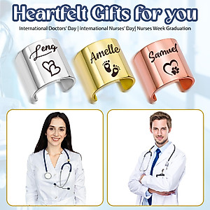 Zhamate Personalized Stethoscope Name Tag Custom Stethoscope ID Charm Accessories for Nurse Doctor Vet,Stainless Steel Engraved Stethoscope ID Tag,Graduation Gift,Short Pillar