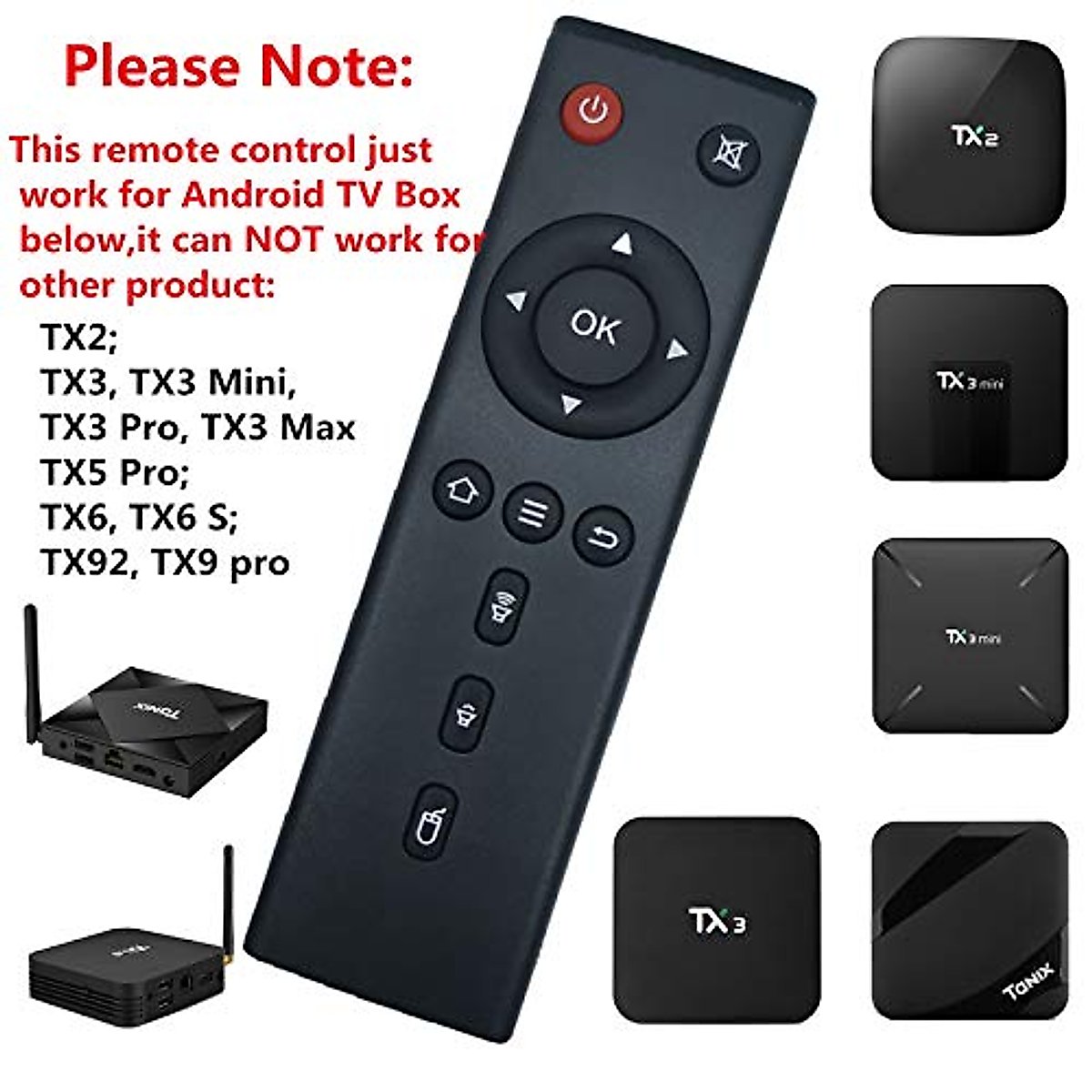 Original Replacement Remote Control Controller for Android TV Box TX2, TX3, TX3 Mini, TX3 Pro, TX3 Max, TX5 Pro, TX6, TX6 S, TX92, TX9 Pro