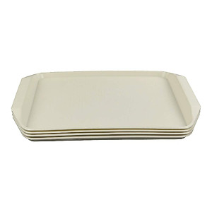 Utiao Plastic Fast Food Serving Trays for Eating, 4 Packs, Off-White