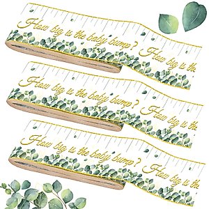 gisgfim 150ft Baby Shower Games Belly Measuring Tape for Baby Shower Gender Reveal Tummy Measure Baby Bump Tape Supplies Measure Tape Game Party Favors for How Big Is Mommys Belly Game(Eucalyptus)