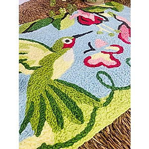 Jellybean Modern Indoor / Outdoor Mat Home Comfort Rugs 20" X 30" Rectangle Fuschia & Hummingbird