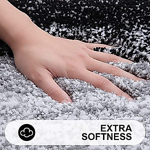 OLANLY Ombre Bath Rug and Toilet Rugs U-Shaped, Bath Rug Size 24x16 and Toilet Rugs Size 24x20 in Black, 2 Item Bundle