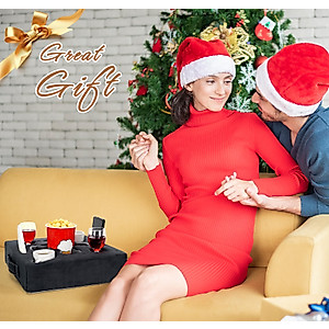 IGOHEALS Couch Cup Holder-Sofa Cup Holder Pillow Tray Caddy Cupholder Hearted for Bed, Rv, Tv, Car, Man Cave, Backseat for Remote, Drinks, Snacks (Square-Grey)