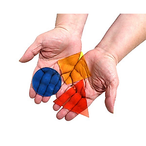 edxeducation Transparent Attribute Blocks - Mini Jar Set of 60 - Colorful, Plastic Shapes - Light Box Accessory - Sensory Play - Math Manipulative for Kids