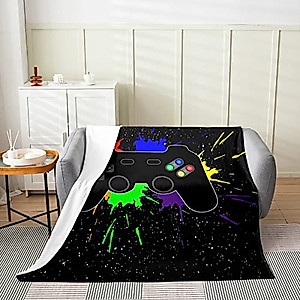 Gamer Fleece Throw Blanket for Bed Sofa Couch,Game Gamepad Flannel Fuzzy Blanket,All Season Modern Game Controller Bed Blanket Room Decor Gaming Tie Dye Plush Blanket 40"x50"