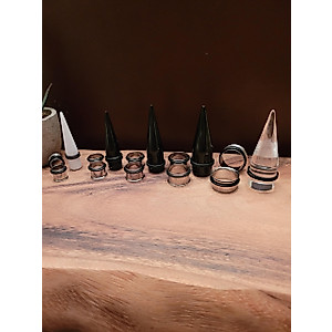 Zaya Body Jewelry 15 Pc Huge Tapers Ear Stretching Kit Black Clear White Tapers and Surgical Steel Tunnels 0g-1 inch Holey Butt'r (00g 7/16" 1/2" 9/16" 5/8")