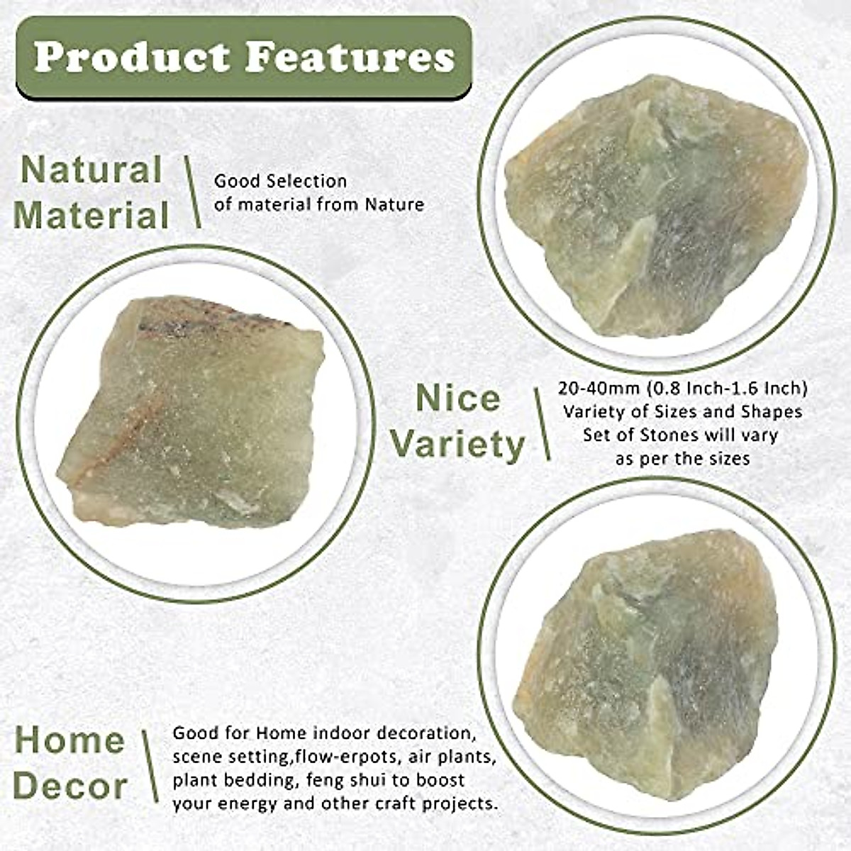 Crocon 1/4 LB Green Jade Rough Bulk Natural Stone Raw Gemstone Tumbling Cabbing Polishing Gem Mining Chakra Balancing Reiki and Crystal Healing Good Luck Home Office Decor