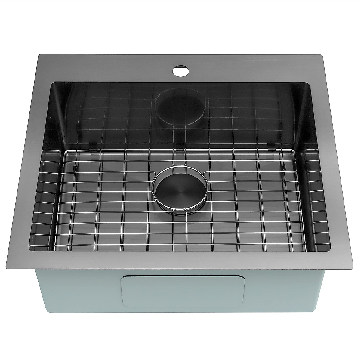 Zeesink Black Kitchen Sink 25" X 22",Single Bowl Kitchen Sink,Drop In Utility Sink,Top Mount Bar Sink,Stainless Steel Kitchen Sink