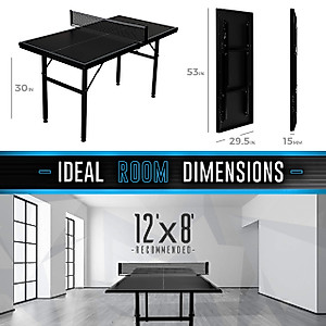 Franklin Sports Mid-Sized Table Tennis Table - Optimum Mid-Size Table - Perfect for Kids or Smaller Rooms - Easy Assembly - Pro Quality - 53" x 29.5", Blue/White