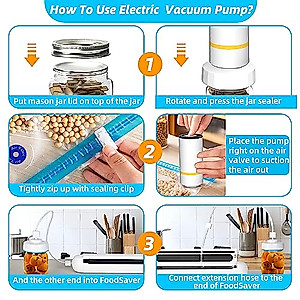 Electric Mason Jar Vacuum Sealer,10 PCS Sous Vide Bags,Handheld Mason Jar Vacuum Sealer,Cordless Vacuum Sealer Kit for Wide-Mouth & Regular-Mouth Mason Jars, for Food Storage and Fermentation