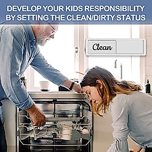 Dishwasher Magnet Clean Dirty Sign, Farmhouse Rustic Wood Design Black and White Non-Scratch/Easy to Read & Slide/Strong Magnet Clean Dirty Magnet for Dishwasher (A-Silver)