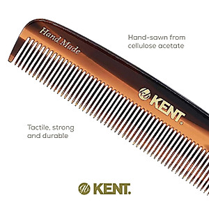 Kent 7T Handmade All Fine Tooth Pocket Comb for Men, Hair Comb Straightener for Everyday Grooming Styling Hair, Mustache and Beard, Use Dry or with Balms, Saw Cut and Hand Polished, Made in England
