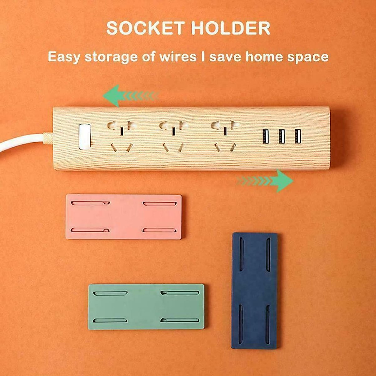 Self-Adhesive Desktop Socket Fixer, 2023 New Adhesive Punch Free Socket Holder, Premium Wall-Mounted Plug Fixer Sticker Desktop mountable Plug-in Socket Fixer Bracket Stand (8 Pcs)