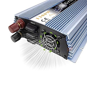 Marsrock 1300W Grid Tie Inverter 50Hz/60Hz Auto 20-50VDC to 90~140VAC Pure Sine Wave Inverter for Max 1500W Solar or Wind Power Input (Blue)
