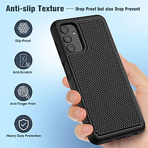 BNIUT for Samsung Galaxy A13 5G Case: Dual Layer Protective Heavy Duty Cell Phone Cover Shockproof Rugged with Non Slip Textured Back - Military Protection Bumper Tough - 6.5inch (Black Matte)