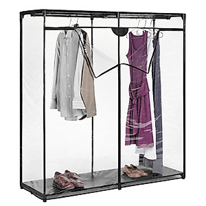Whitmor Extra Wide Clothes Closet - Freestanding Garment Organizer with Clear Cover