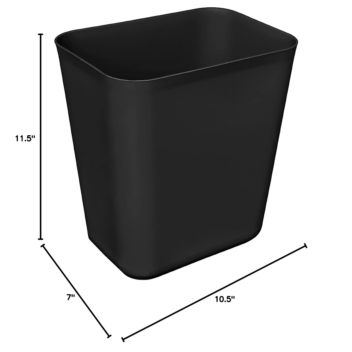 Nipogear 3 Gallons Efficient Trash Can Wastebasket, Fits Under Desk, Kitchen, Home, Office (Black, 3 Gallons)