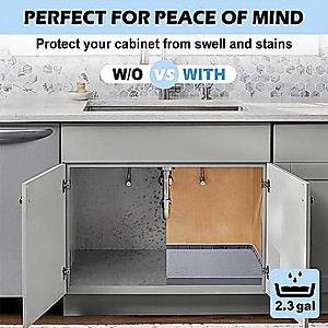 AOLDHYY Under Sink Mat - 34''x22'' Silicone Kitchen Cabinet Mat Garden Sculpture Outdoor Decoration