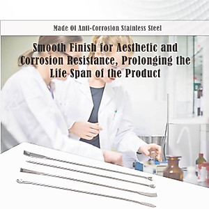 A2Z Scilab 4pc Stainless Steel Lab Spatula Micro Spoon Set, Double Ended Lab Mixing Reagent Spatulas - Long Sampling Spoon Scoop Tool Set Kit Laboratory Supplies for Experiments and Lab Use