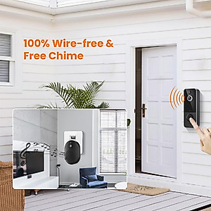 Biglory Video Doorbell Camera Wireless with Chime, AI Human Detection, 2-Way Audio, Live View, 2.4G WiFi, Night Vision, Cloud Storage, Battery Powered, Indoor Outdoor Surveillance