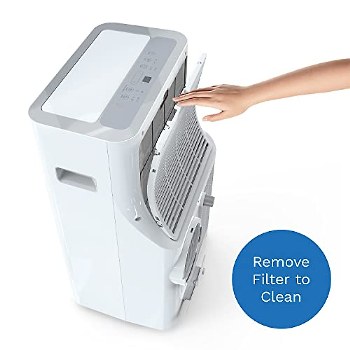 hOmelabs 7,200 BTU Portable Air Conditioner - Quiet AC Unit Cools Rooms up to 450 Square Feet - with Wheels, Washable Filter, Remote Control and LED Indicator Lights