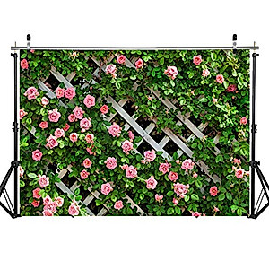 AIIKES 7x5FT Flowers Backdrop for Photography Spring Floral Photo Backdrop Green Leaf Fence Backdrops Birthday Party Decoration Wedding Bridal Shower Backdrop Photo Studio Props 11-453