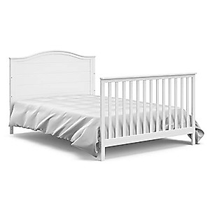 Storkcraft Moss 5-in-1 Convertible Crib with Drawer (White) – GREENGUARD Gold Certified, Crib with Drawer Combo, Includes Full-Size Nursery Storage Drawer, Converts to Toddler Bed and Full-Size Bed