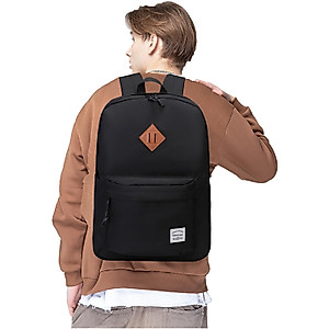 Lightweight Backpack for School, Kabanmate Large Capacity Water Resistant Classic Bookbags Casual College Daypack for Men Women Teen Girls Boys, Black