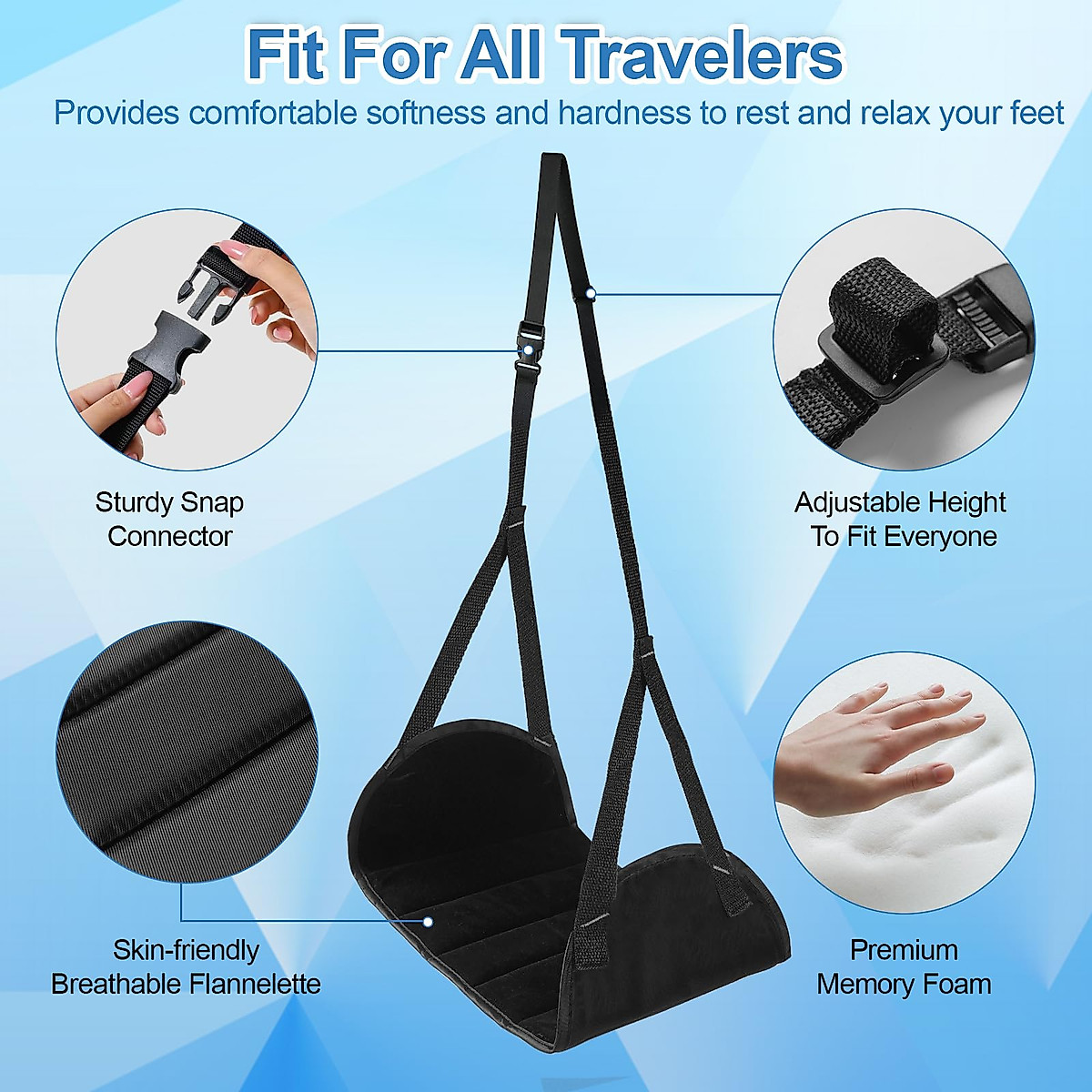 Pantry Pro Traveler's Bliss, Portable Adjustable Airplane Footstool with Hammock Design for Ultimate Comfort and Preventing Swelling and Soreness - Perfect for Home, Office, and Travel