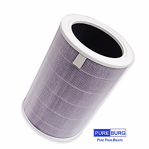 PUREBURG M8R-FLH Replacement Filter Compatible with Xiaomi Mi Air Purifier 3C 3H 3, 2C 2H 2S, Pro Air Purifier, H13 HEPA 4-Stage Filtration Activated carbon Air Clean Dust VOCs