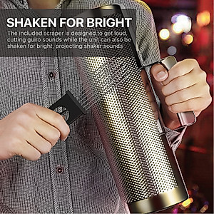 Flexzion Metal Guiro with Scraper Shack 5" x 12" - Merengue Guira Dominicana - Round Cylinder Stainless Steel Hand Musical Instrument Percussion for Jazz Bands, Concerts, and Live Performances